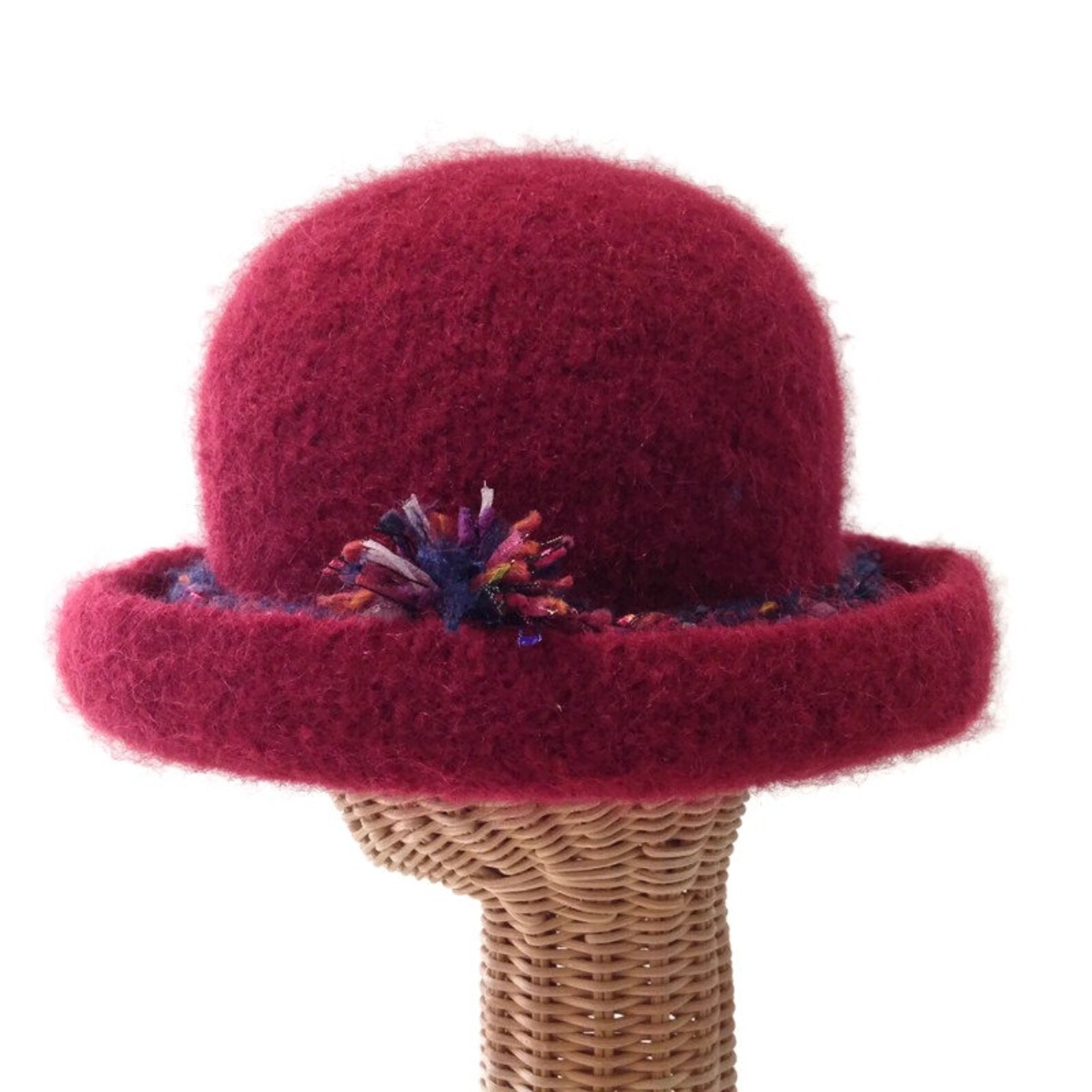 Felted Knit Bowler Hat Green Wool | Etsy