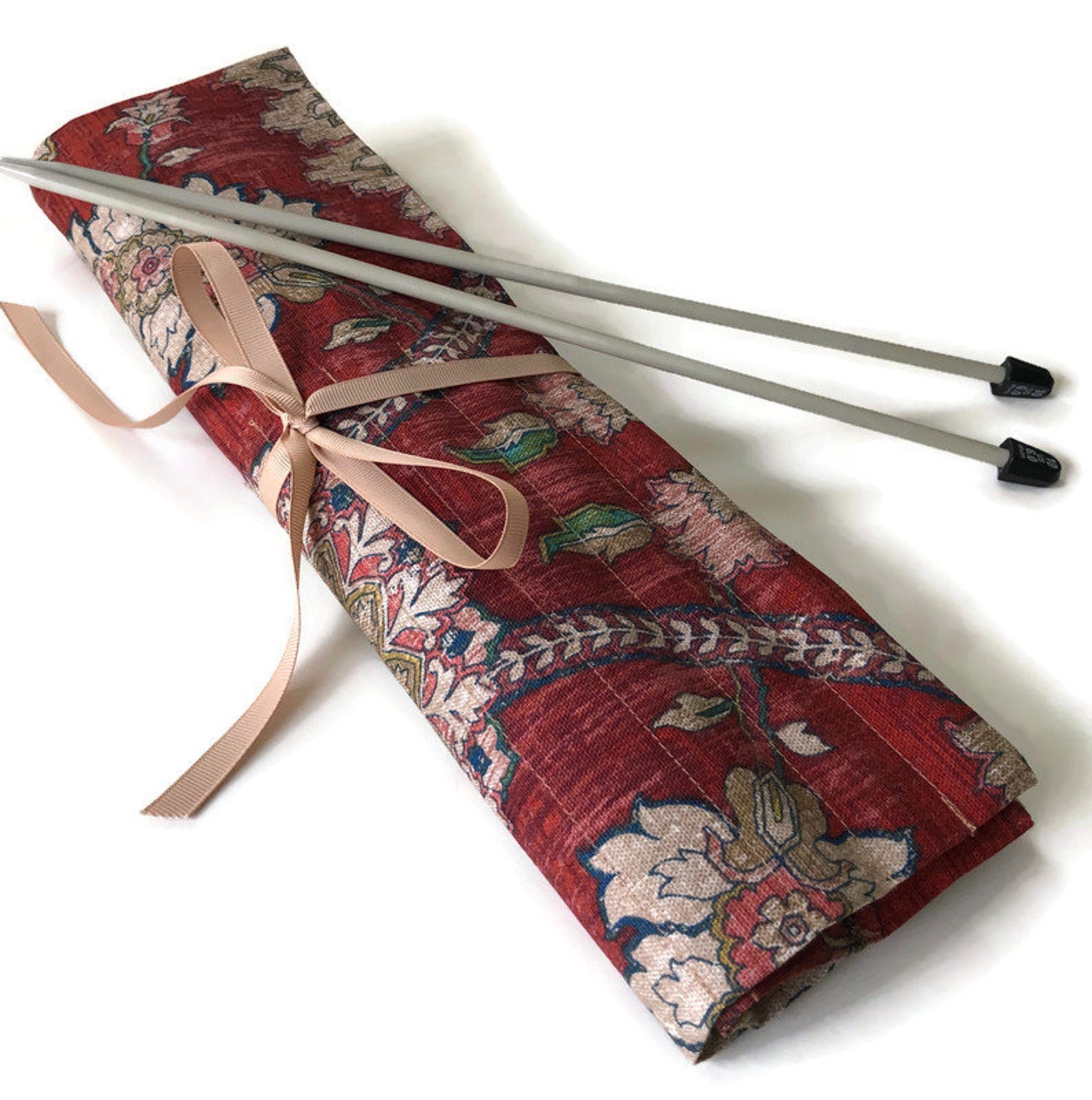 Knitting Needle Case Straight Needle Organizer Rust and Brown - Etsy