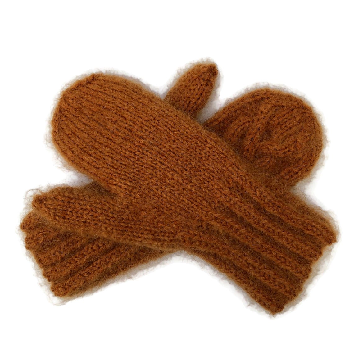Wool Mittens Knitted Rust Mohair One Size Women's - Etsy