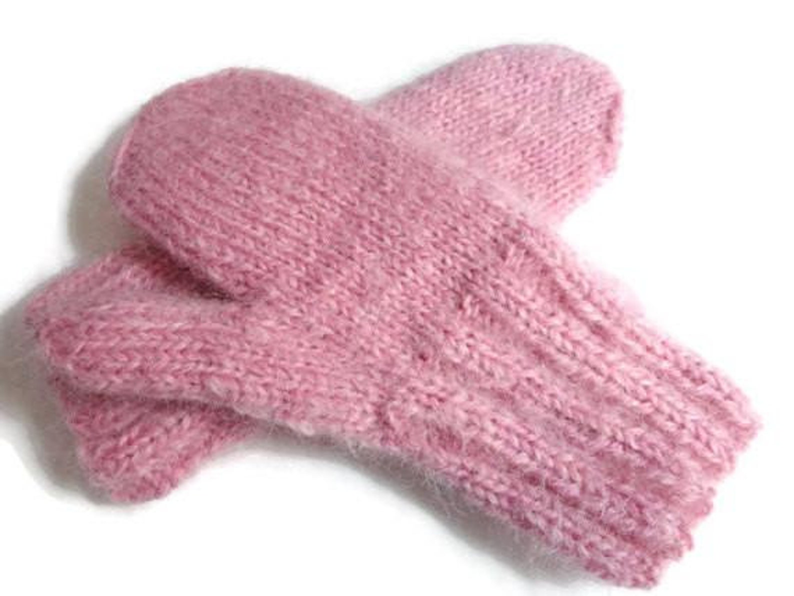 Pink Mittens Knit Wool Mohair Celtic Twist | Etsy