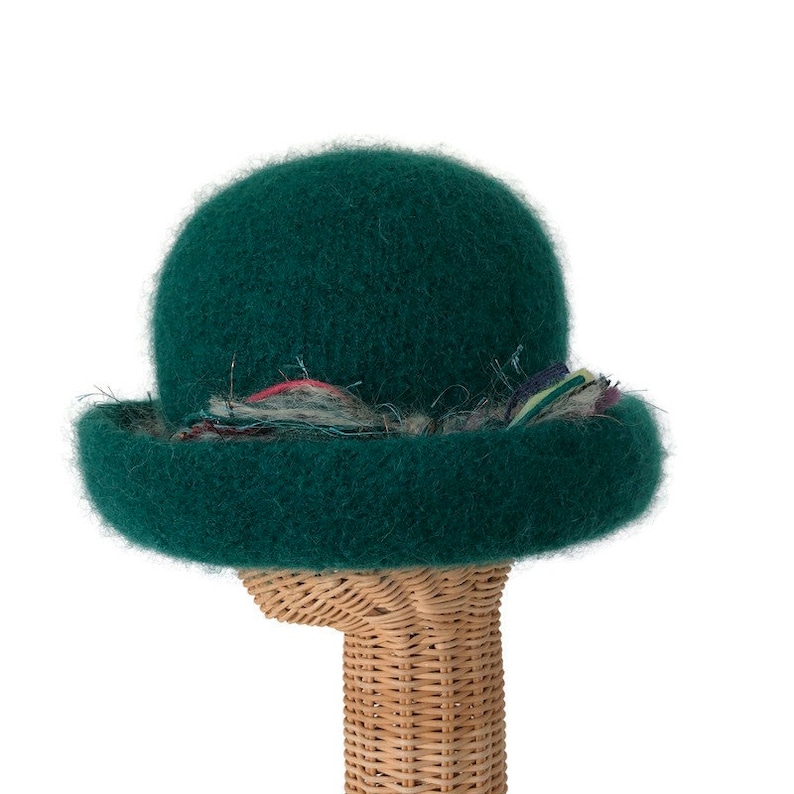 Felted Knit Bowler Hat Green Wool - Etsy