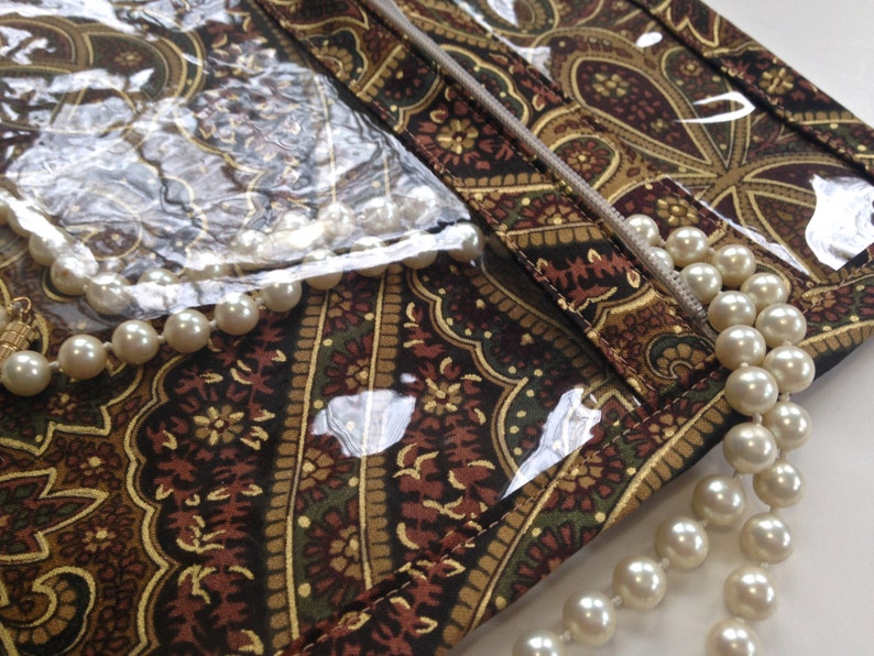 Small Fabric Bag Vinyl Bag Zipper Bag Brown Paisley Sac | Etsy