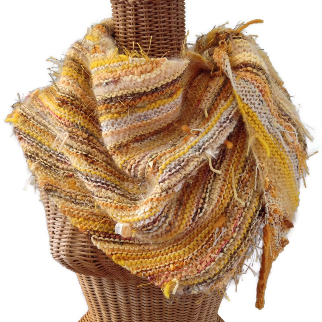 Triangular Scarf Shawl Asymmetrical Gold Boutique Yarns - Etsy