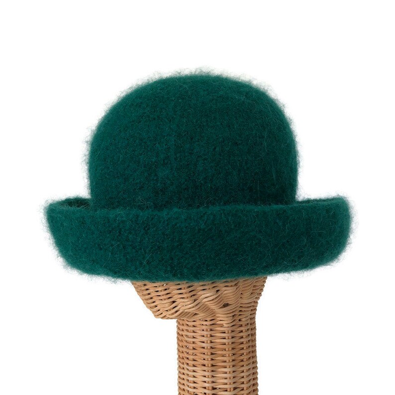 Felted Knit Bowler Hat Green Wool - Etsy