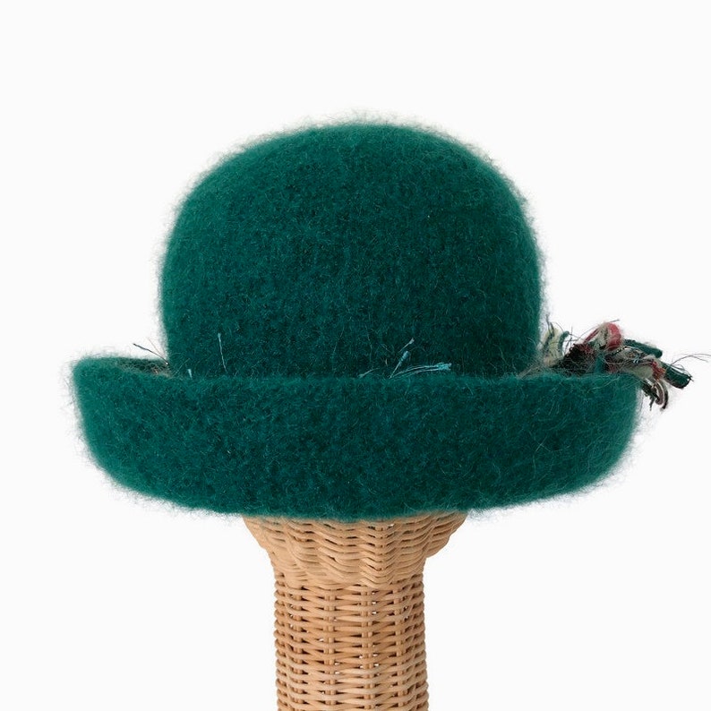 Felted Knit Bowler Hat Green Wool - Etsy