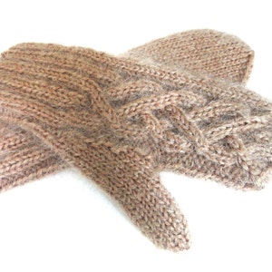 Wool Knit Mittens Brown Mohair - Etsy