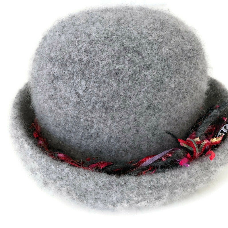 Felted Knit Bowler Hat Gray Wool - Etsy
