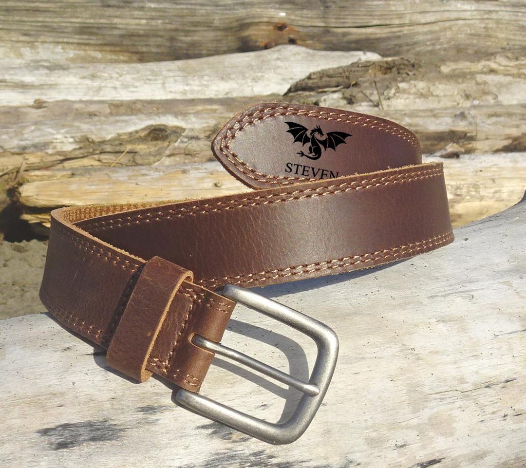Custom Engraved Leather Belt – Handmade Genuine Personalized Gift for ...