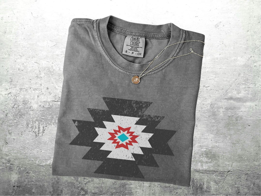 Vintage Western Shirt, Aztec Pattern T-shirt, Southwestern Shirt ...