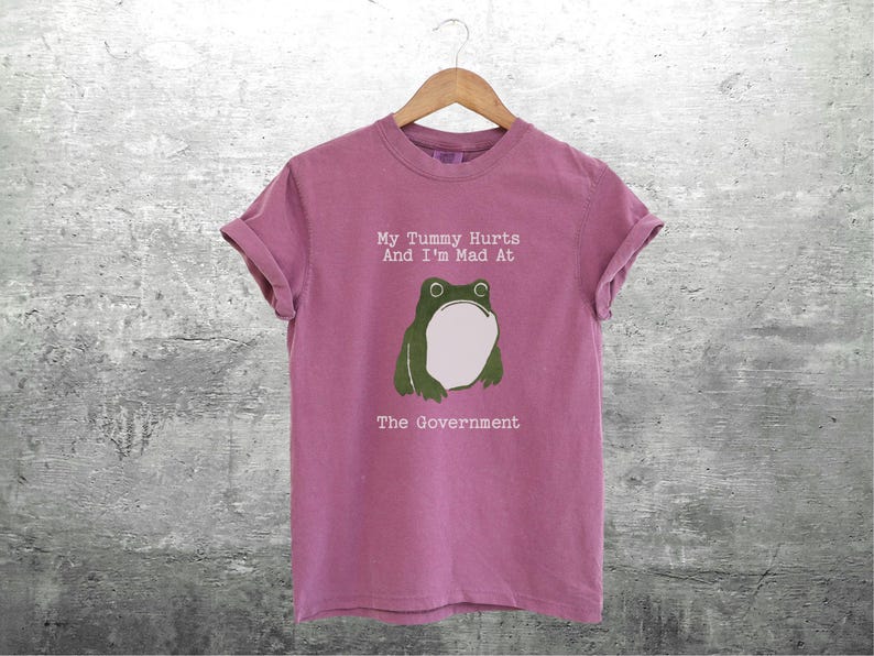 Funny Frog Meme Shirt, My Tummy Hurts and I'm Mad at the Government ...