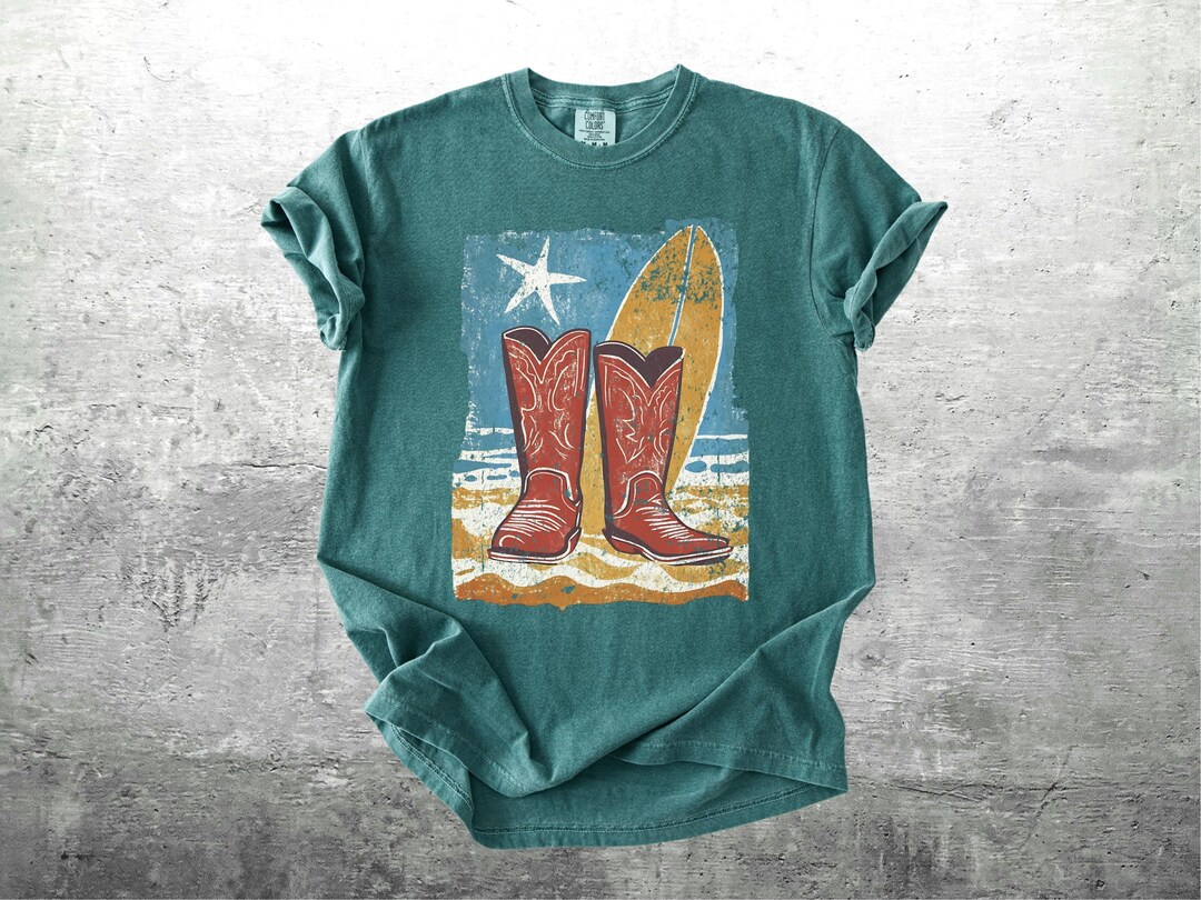 Vintage Western Shirt, Cowboy Boots Shirt, Trendy Graphic Tee, Oversize ...