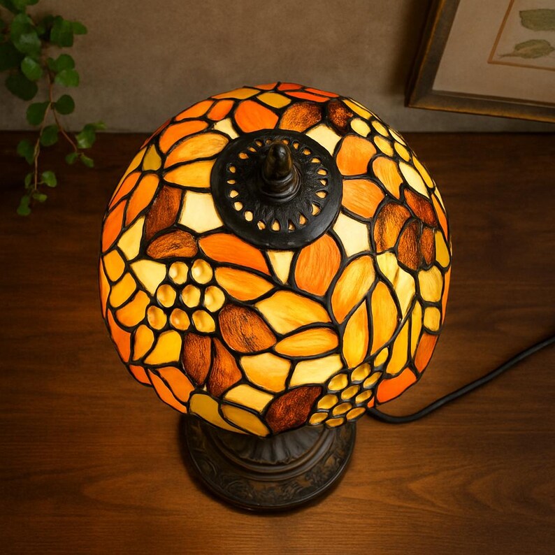 Vintage Tiffany Style Table Lamp – Handmade Stained Glass Desk Lamp in ...