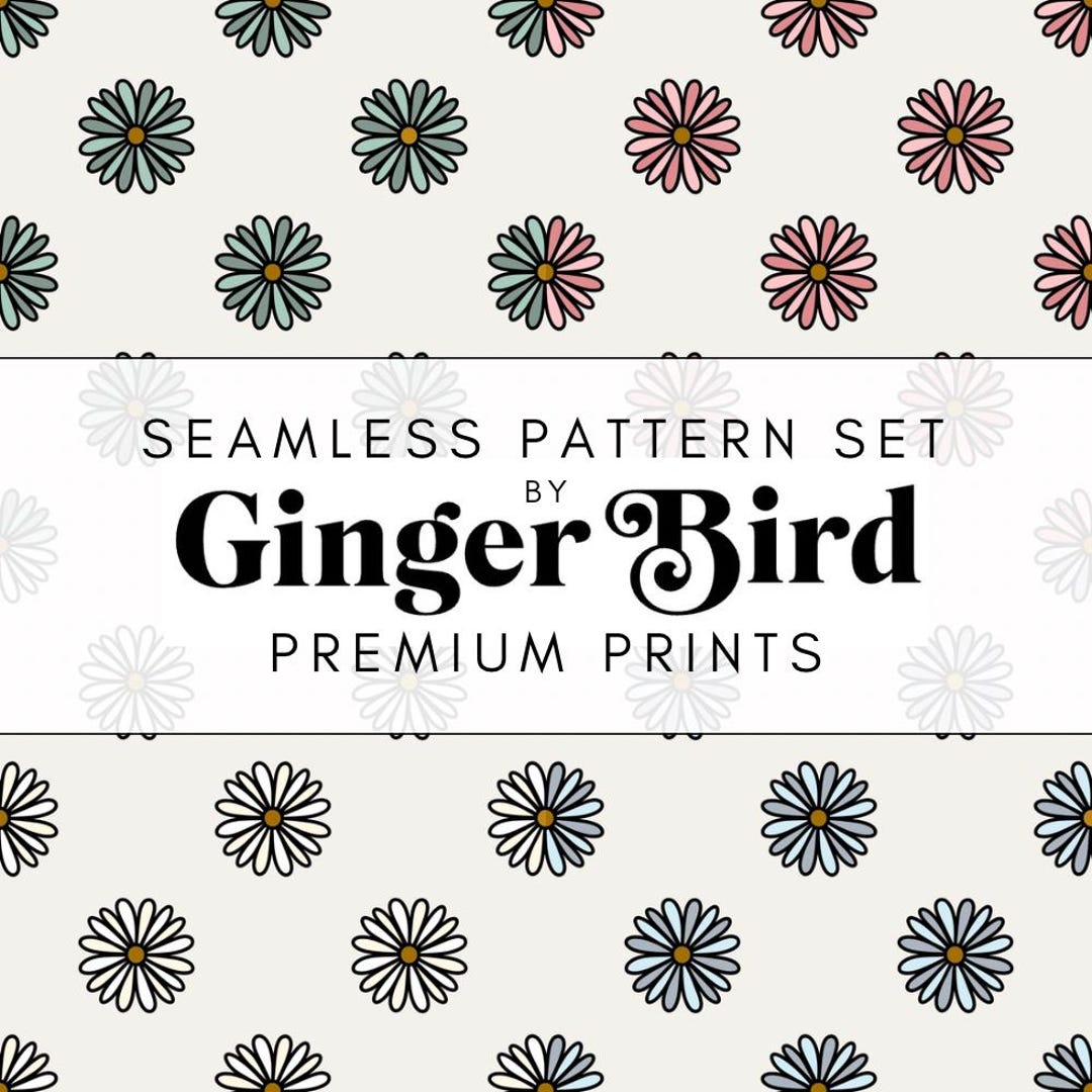 Boho Daisy Flower Seamless Pattern Wallpaper - Instant Download - Etsy