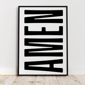 Modern “amen” Vertical Wall Art – Black Typography Digital Print ...