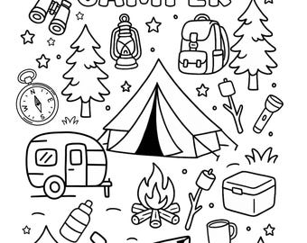 Summer Coloring Page for Kids - Printable PNG, Beach Day Activity Sheet ...