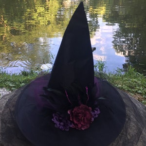 Witch Hat Black and Purple Witch Hat Wiccan or Halloween | Etsy