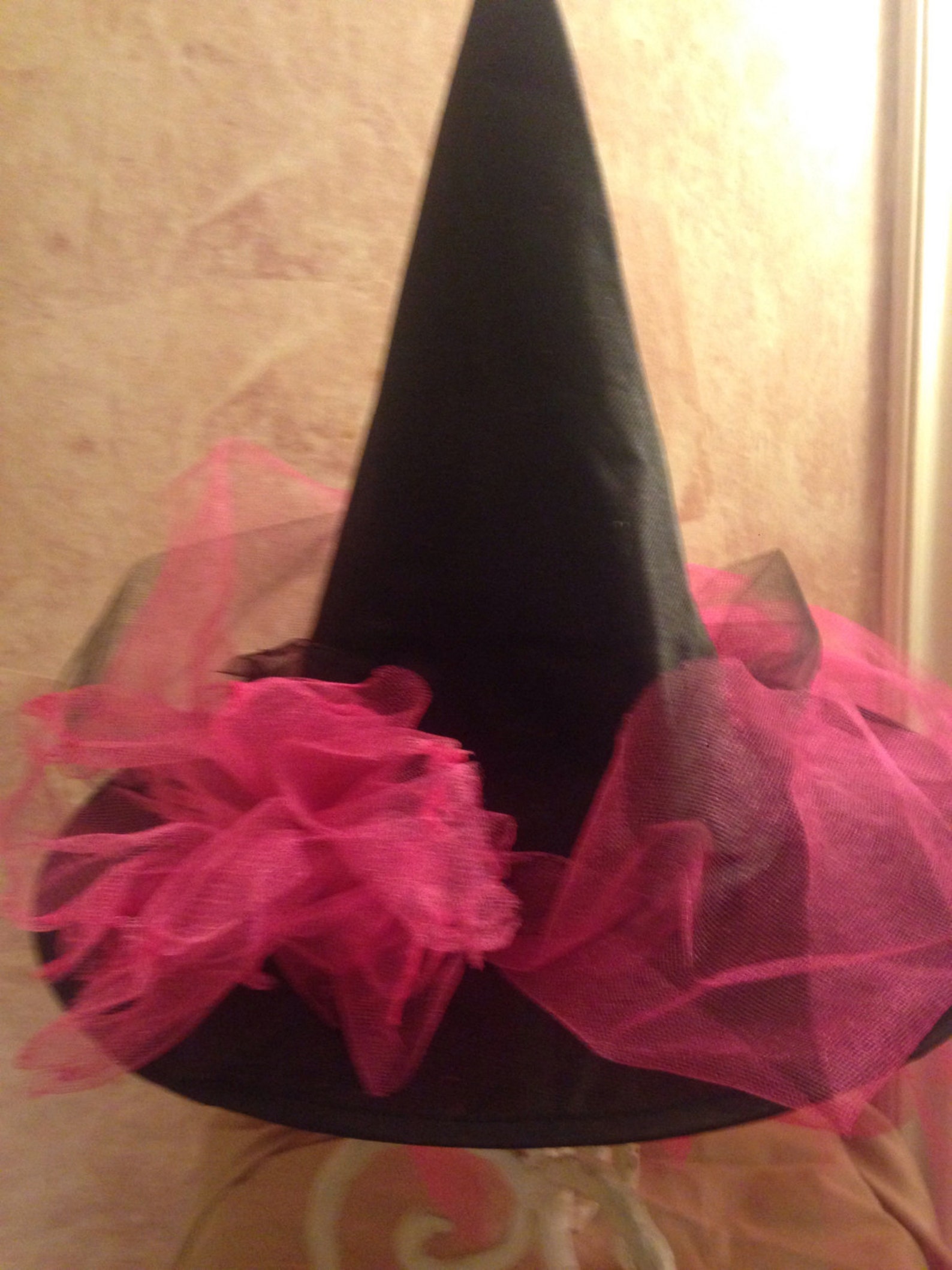 Hot Pink Witch Hat -little Girls Witch Hat With Train - Tulle and Satin ...