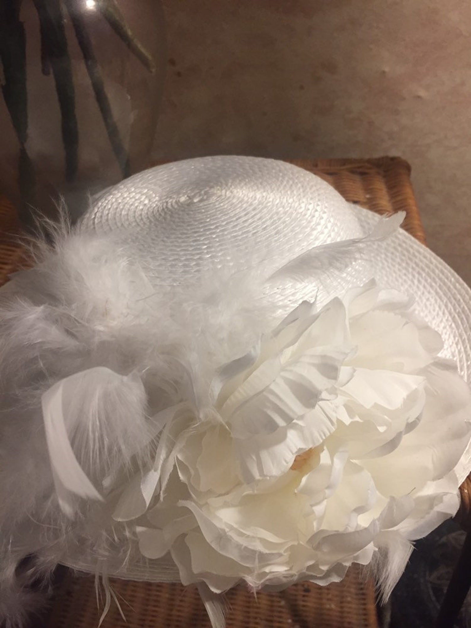 Little Girls White Tea Party Hat - First Communion - Flower Girl ...