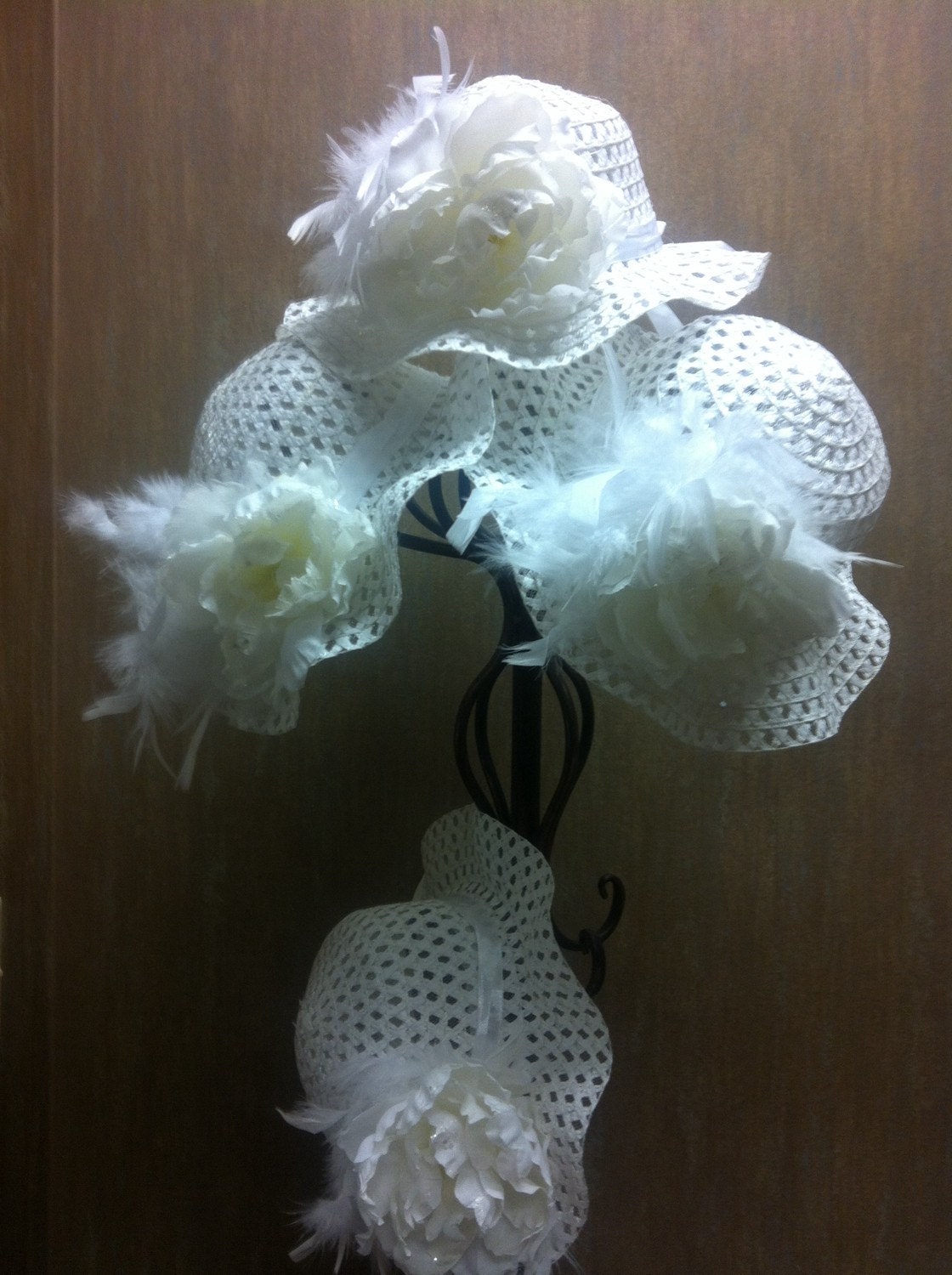 Little Girls White Tea Party Hat - First Communion - Flower Girl ...