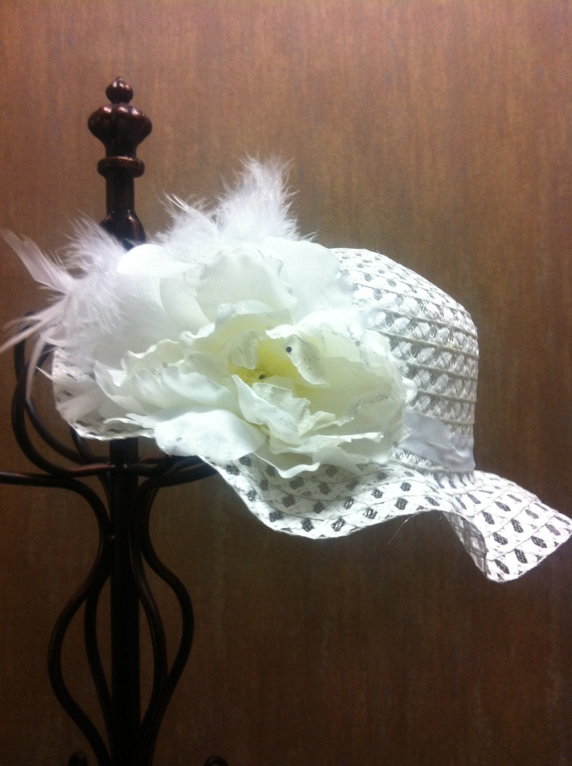 Little Girls White Tea Party Hat First Communion Flower | Etsy