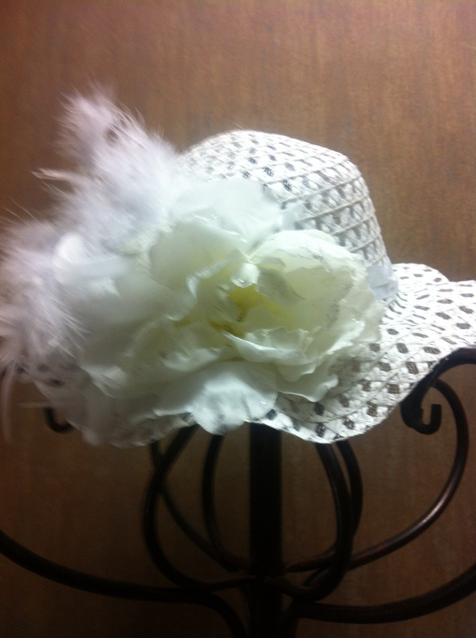 Little Girls White Tea Party Hat - First Communion - Flower Girl ...