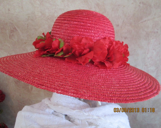 Red Straw Hat Women's Red Derby Hat Kentucky Derby Hat - Etsy