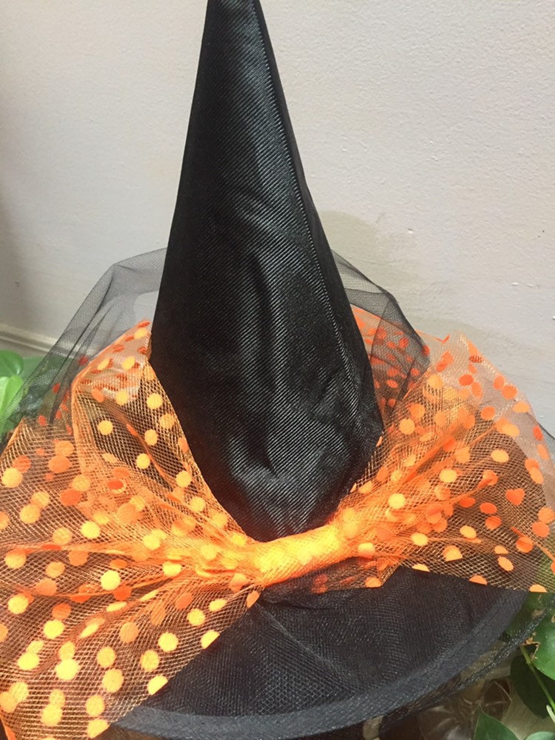 Little Girls Polka Dot Bow Witch Hat With Veil Child Witch - Etsy