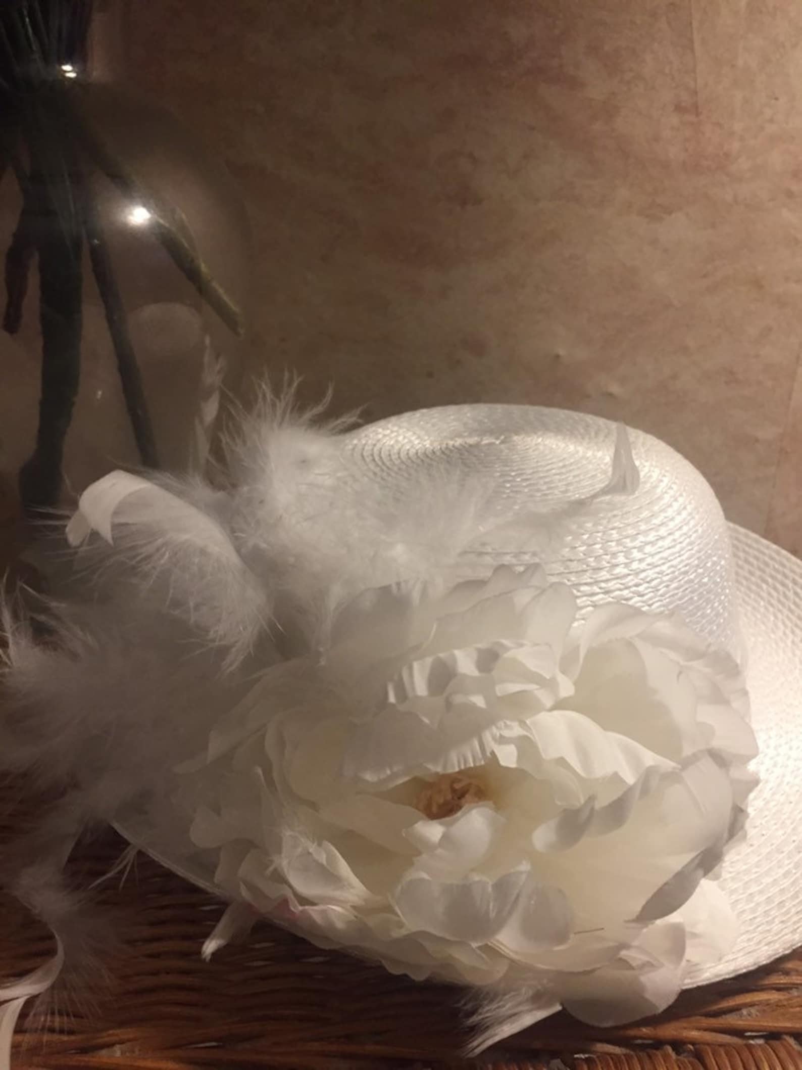 Little Girls White Tea Party Hat - First Communion - Flower Girl ...