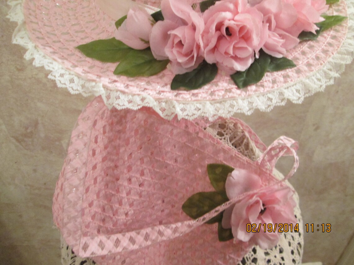 Pink Easter Hat and Handbag Set - Girls Easter Hat and Purse - Pink ...