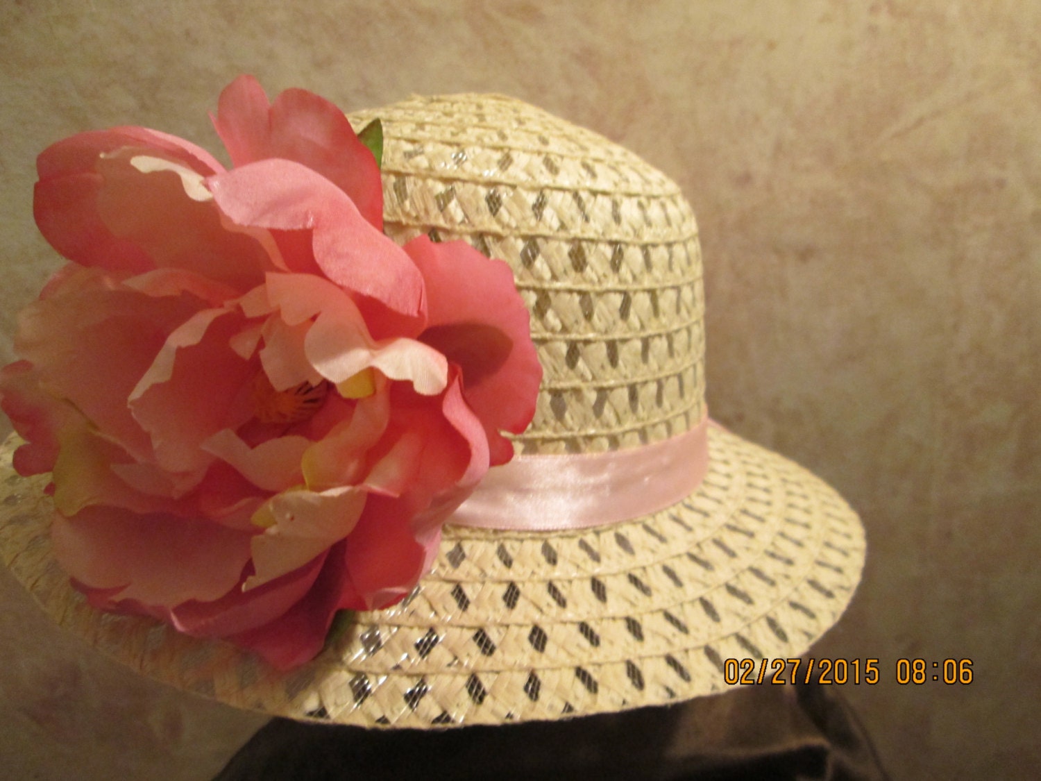 Beige Easter Hat With Peony Girls Easter Hat Girls Derby - Etsy