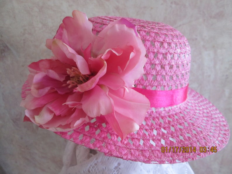 Girls Fuchsia Flower Hat - Easter Hat - Pink Dress Hat for Girls - Pink ...