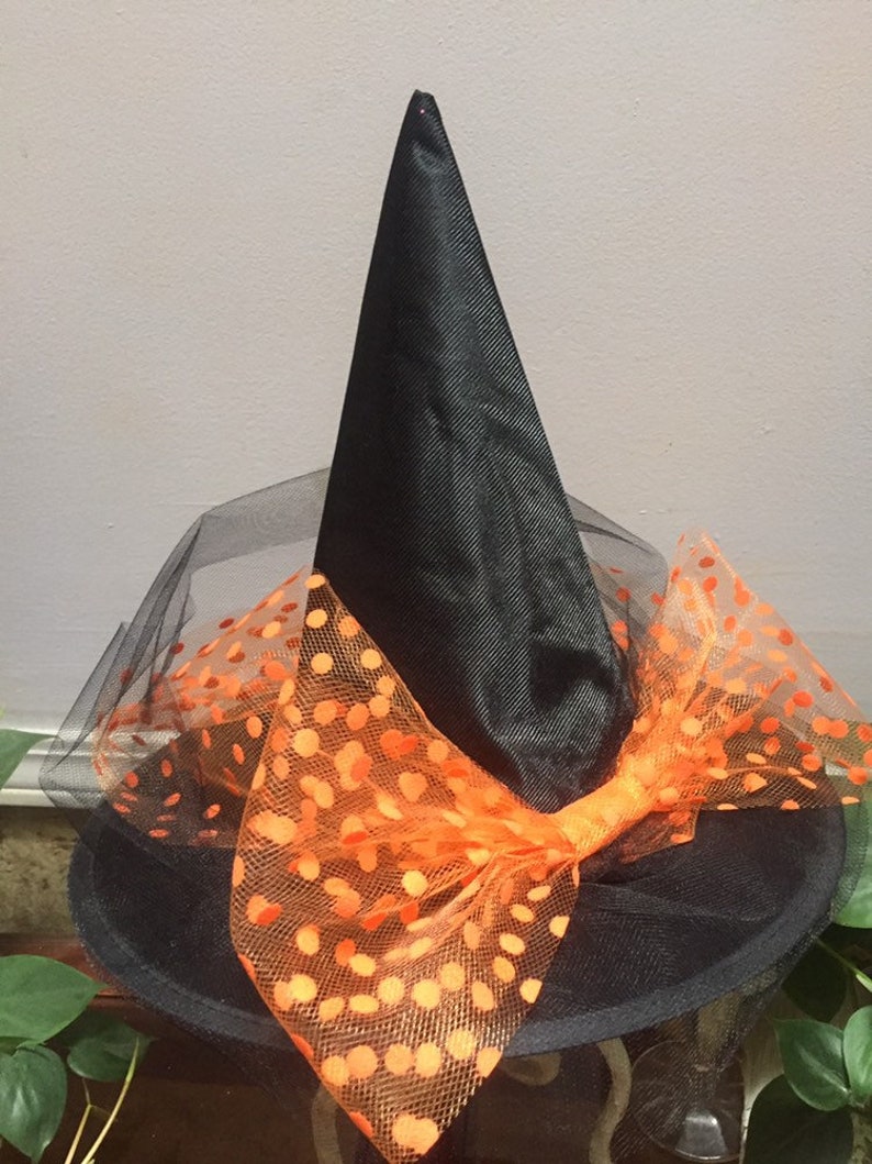 Little Girls Polka Dot Bow Witch Hat With Veil Child Witch - Etsy