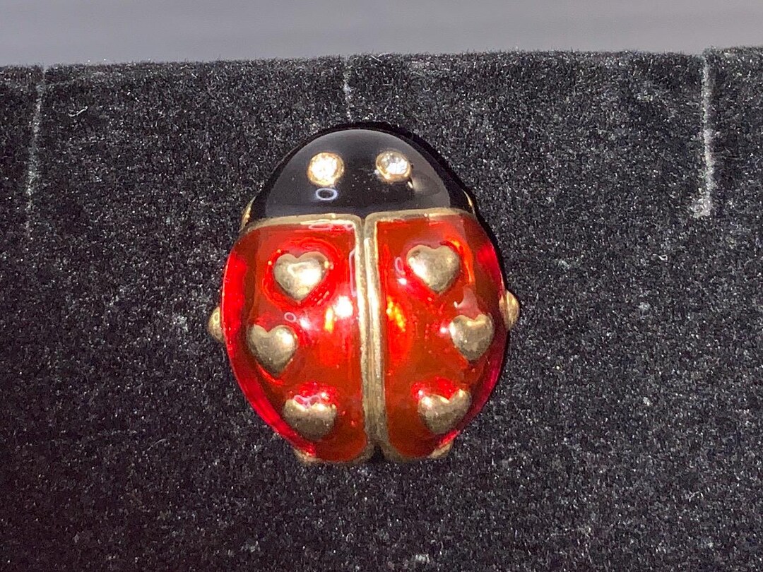 Avon Love Bug Ladybug Lapel Brooch Pin Beetle Ensmel Gold Valentines ...