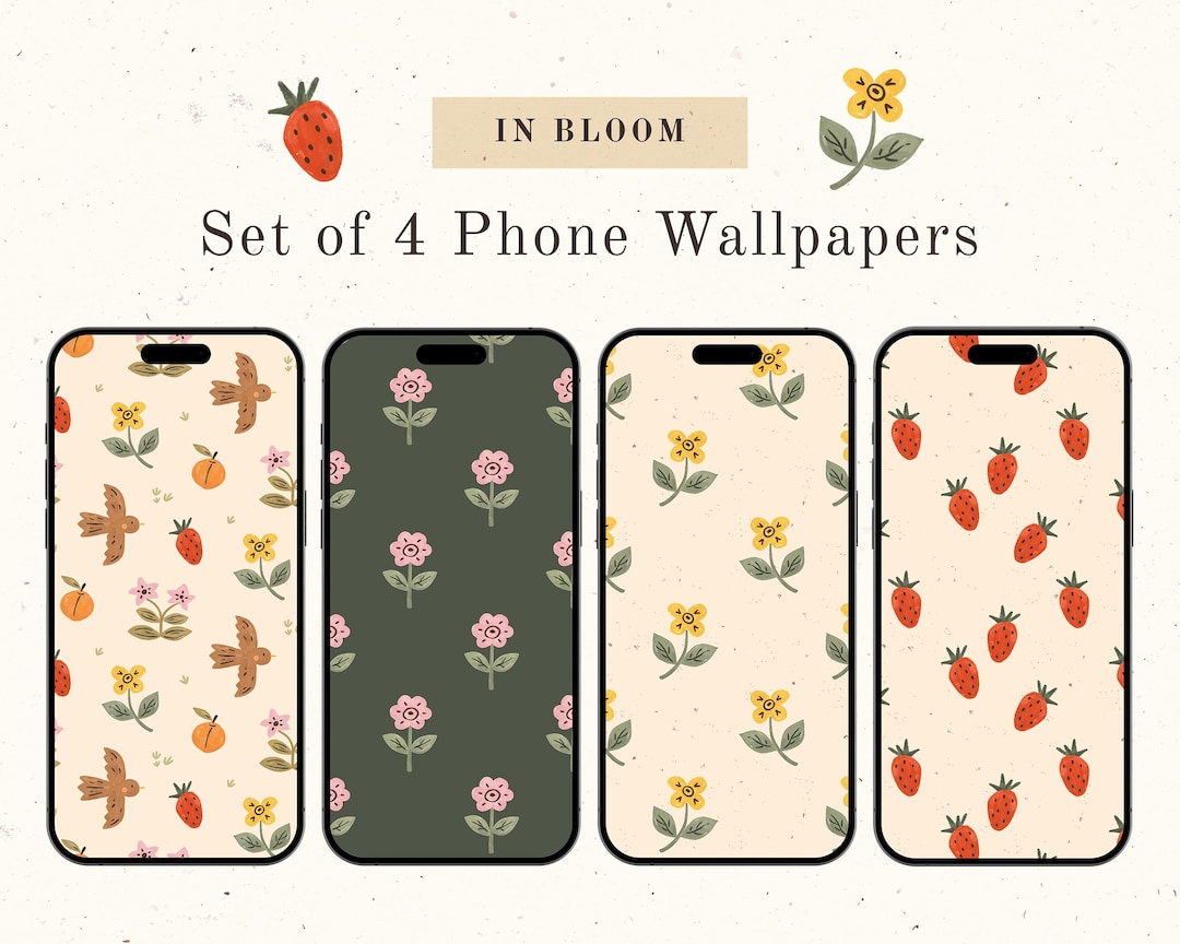 Botanical Phone Wallpapers "in Bloom" (set of 4) | Digital Download ...