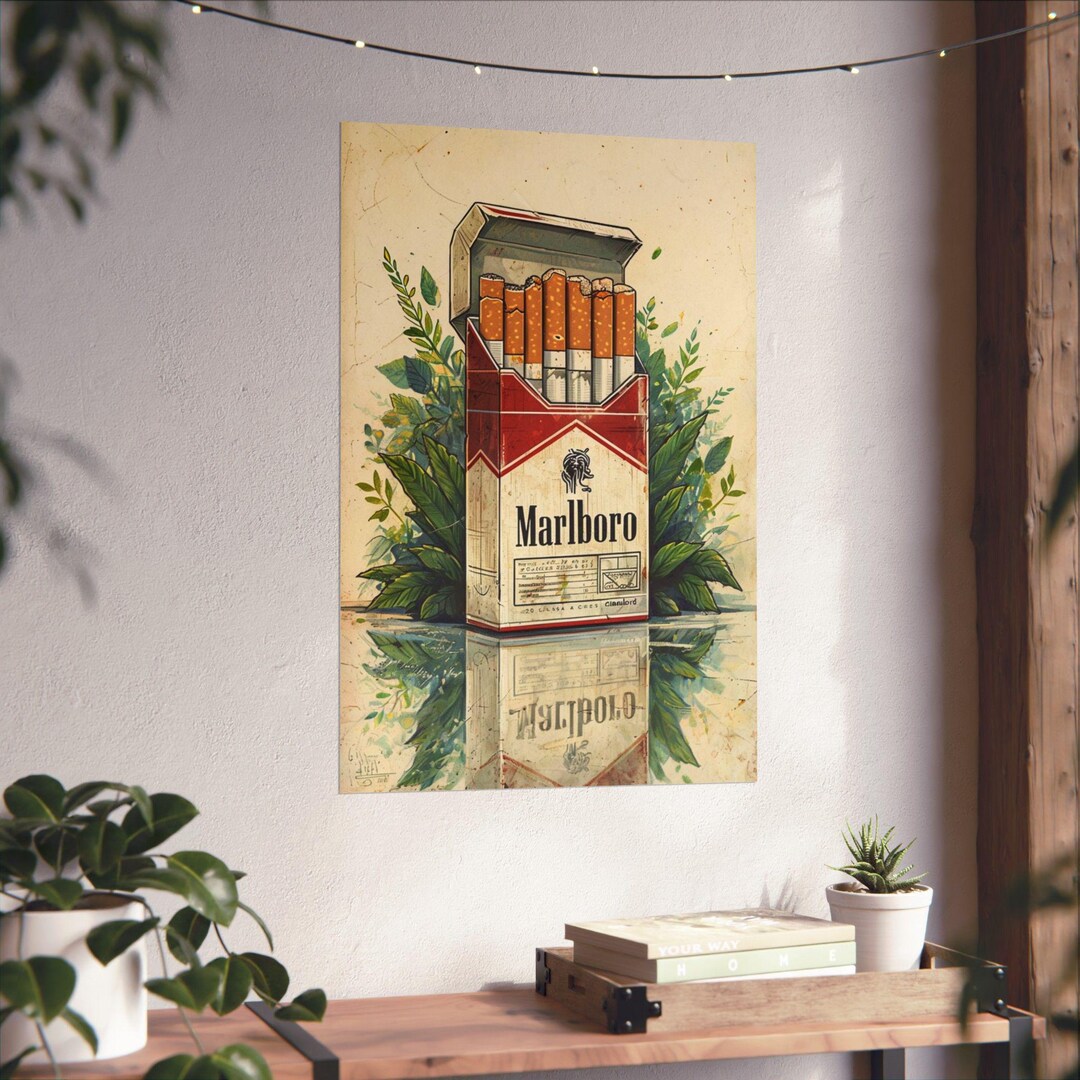 Vintage Marlboro Cigarette Matte Vertical Poster - Retro Tobacco Ad ...
