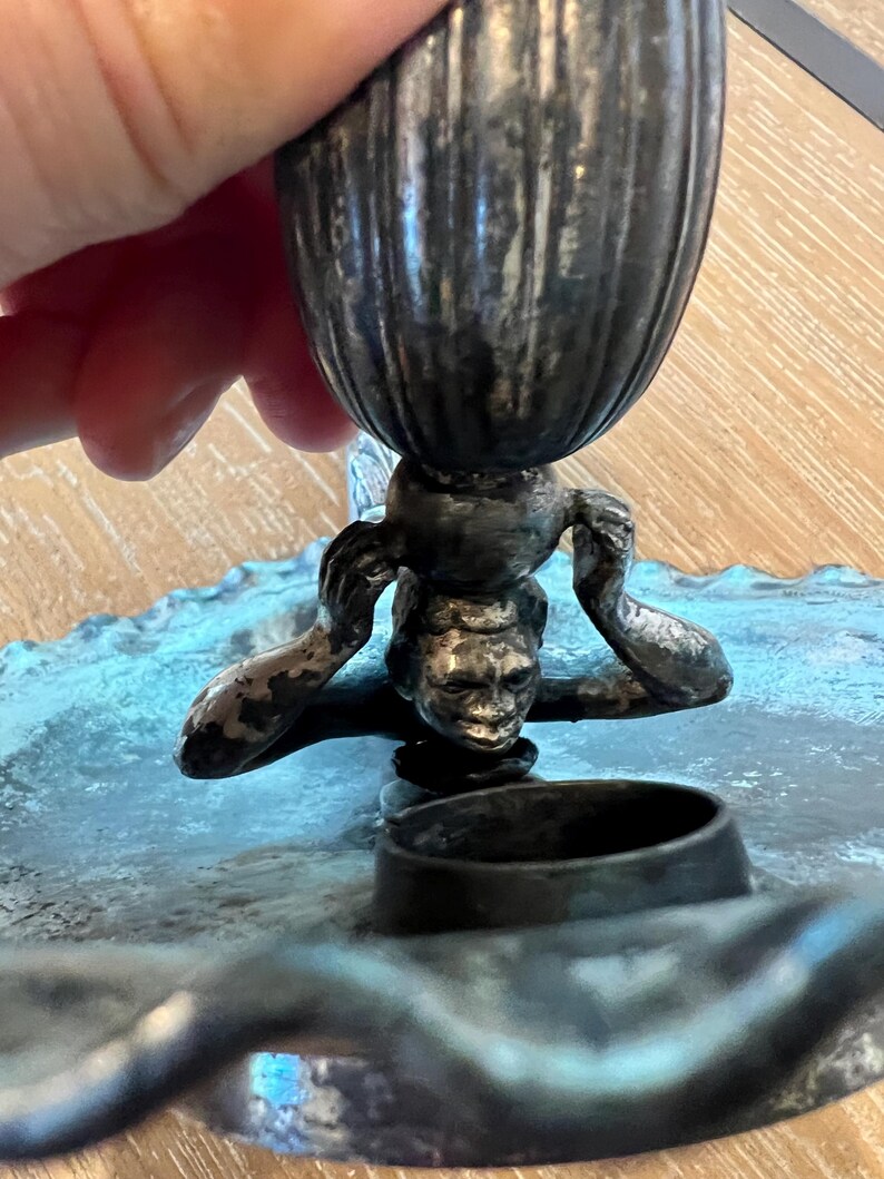 Antique 1800s Silver-plated Merman/triton Figural Chamber Stick Candle ...