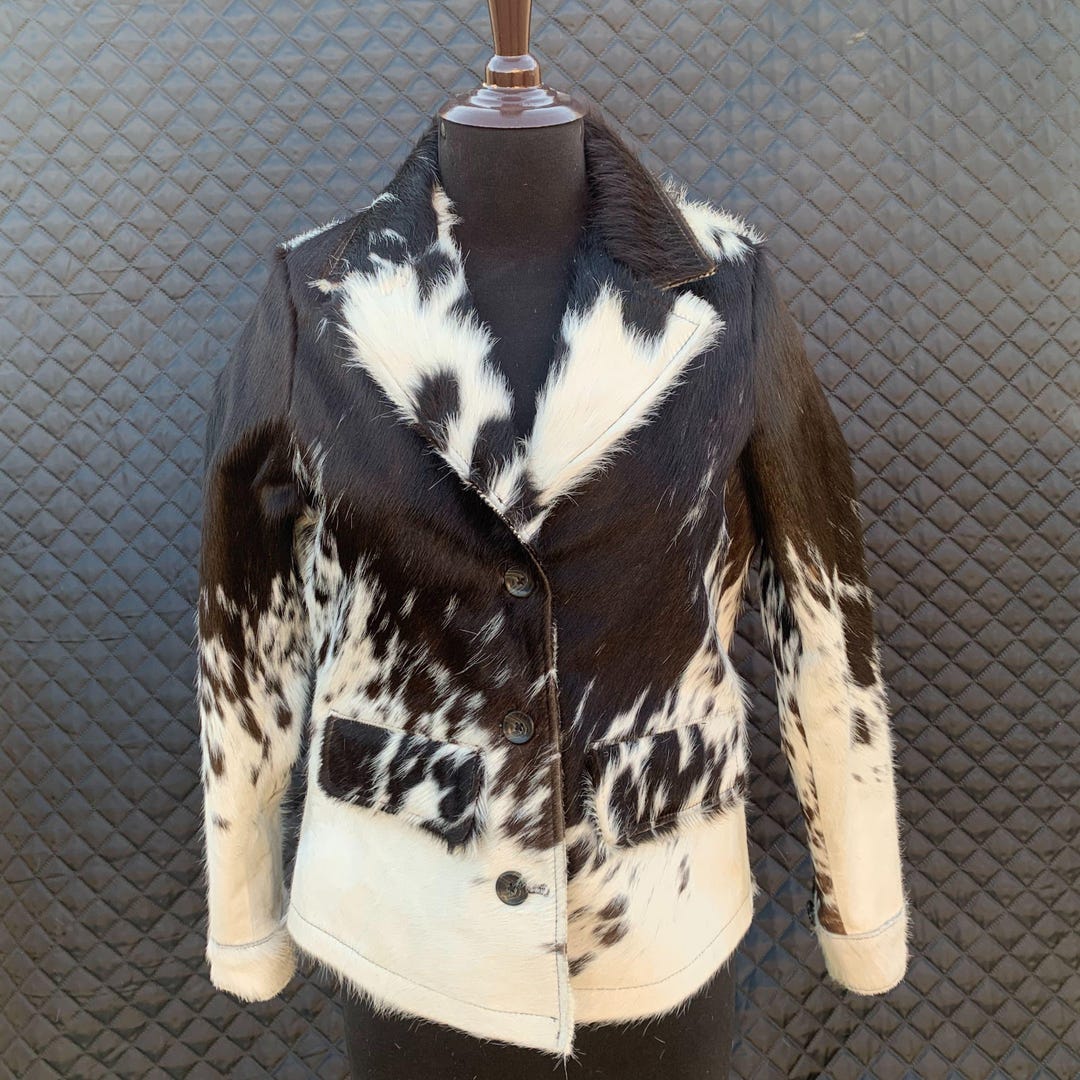 Cow Print Hair-on-hide Jacket, Real Pony Fur, Handmade - Etsy