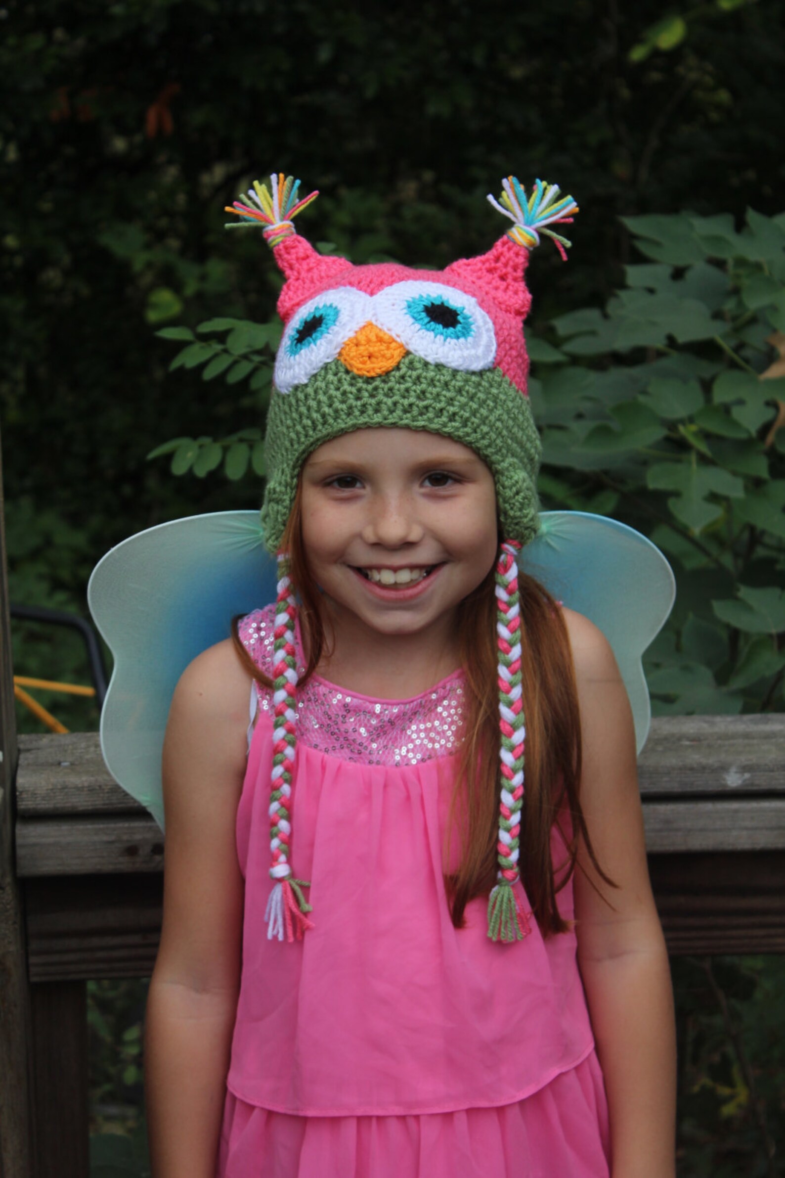 Made to Order Crochet Owl Hat: Baby-adult; Pink; Green - Etsy