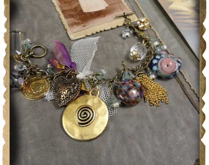 Eclectic Charm Bracelet Vintage Findings and Beads - Etsy