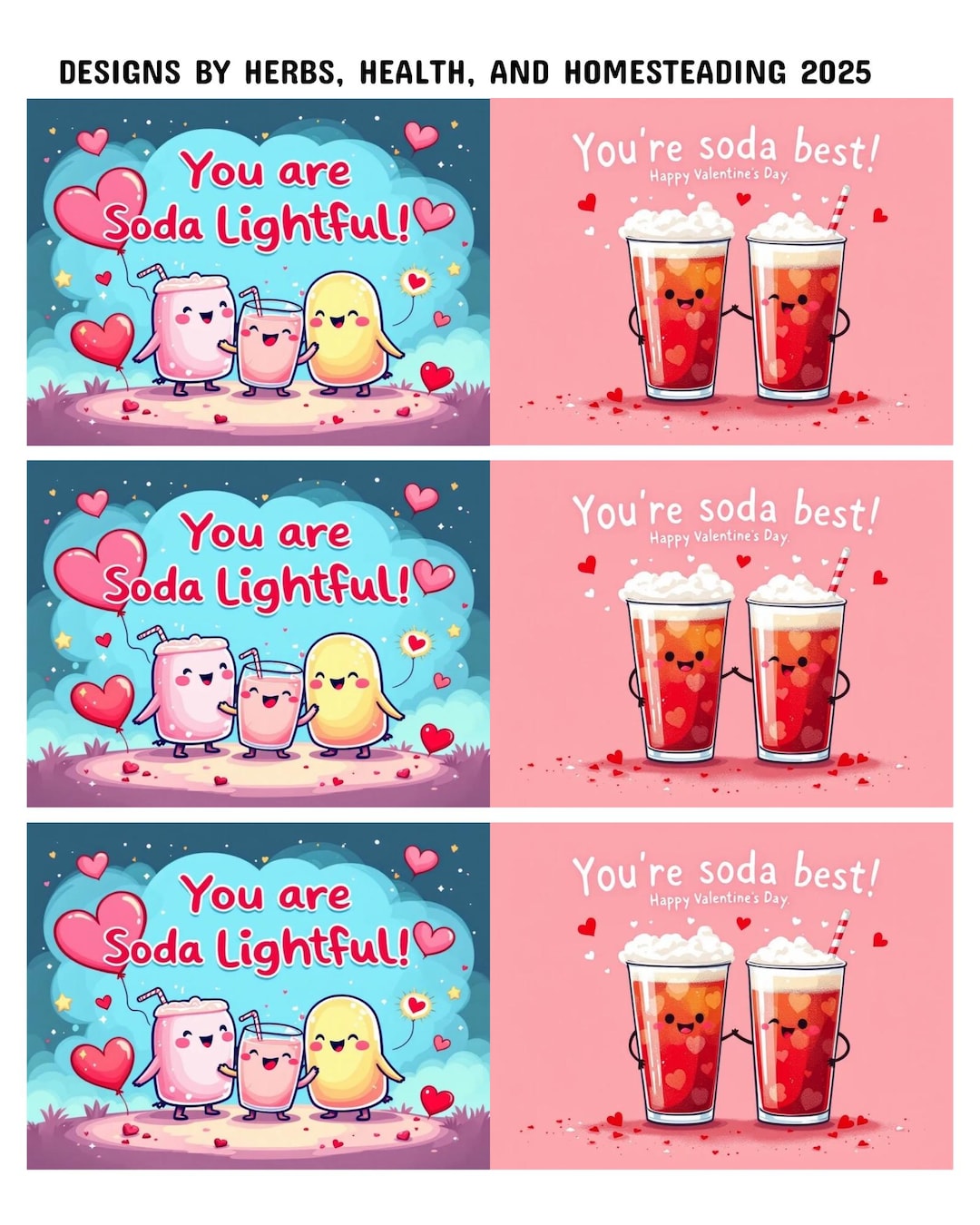 Printable Valentine's Day Cards - Soda Puns - Etsy
