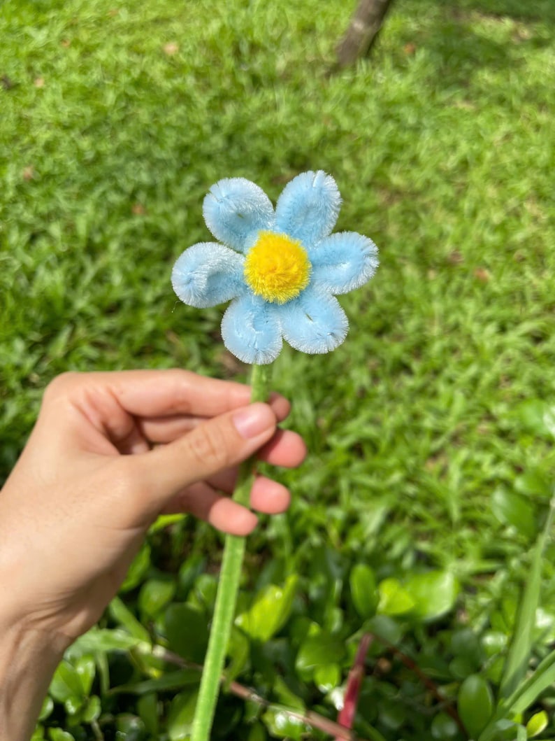 15 Pieces Colorful Daisy Flower | Handmade Pipe Cleaner Flower Basket ...