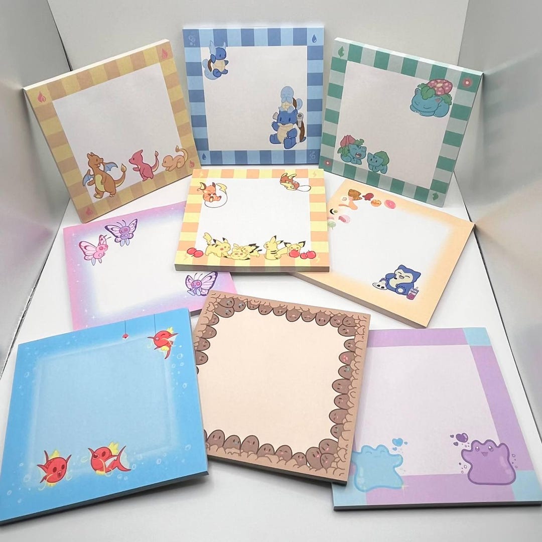 Cute Pokemon Sticky Notes 9 Different Design | Kawaii Stationery ...