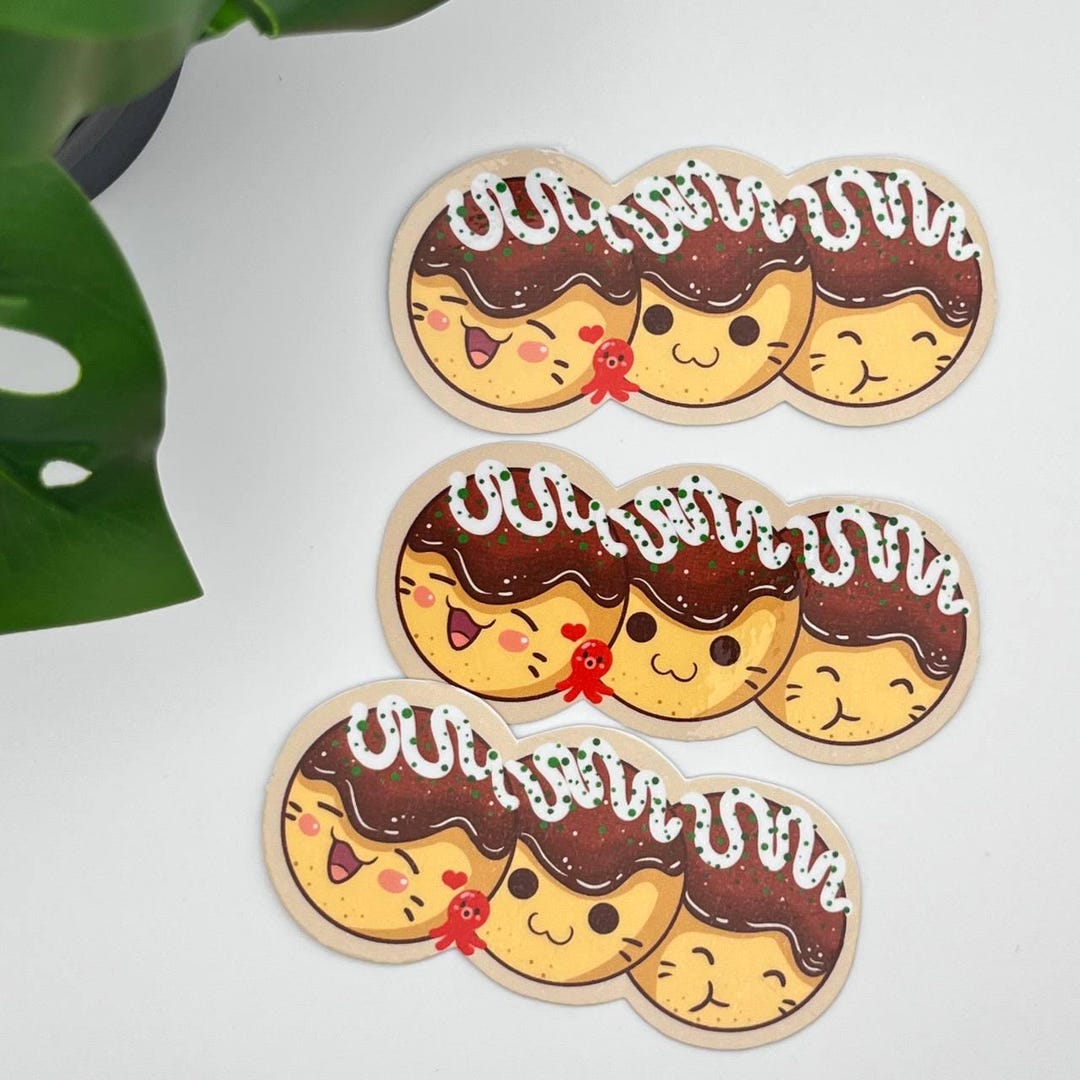 Cute Tako Balls Sticker | Kawaii Octopus Fried Food | Waterproof for ...