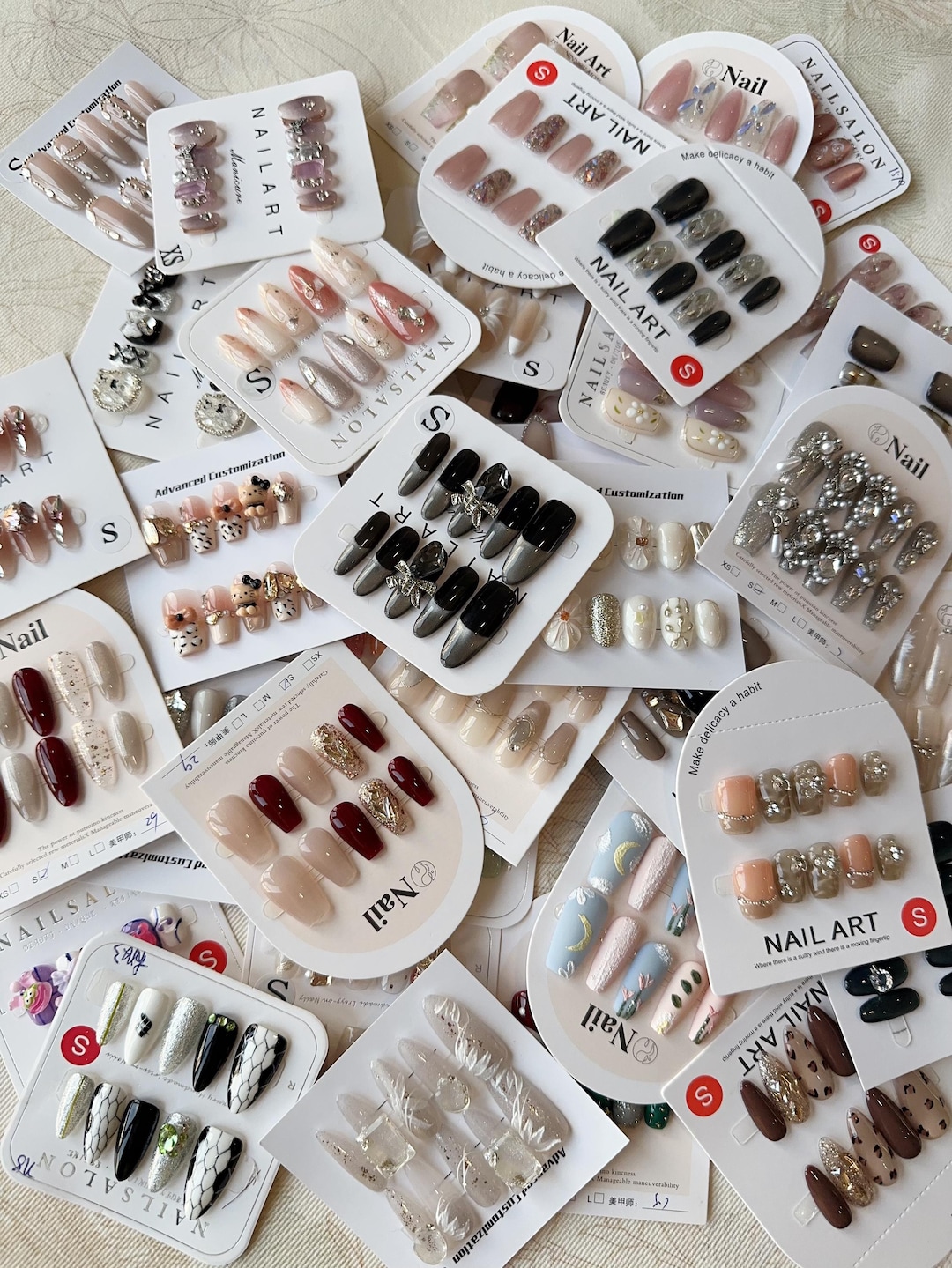 20 Sets Mystery Press on Nails Set: Handmade Reusable Luxury Nails ...
