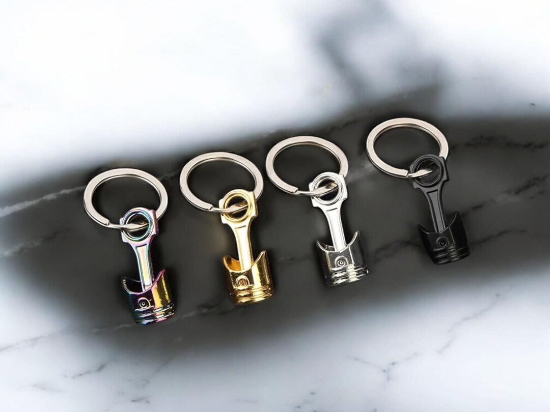 Creative Engine Piston Keychain Metal Car Modification Keyring for Men ...