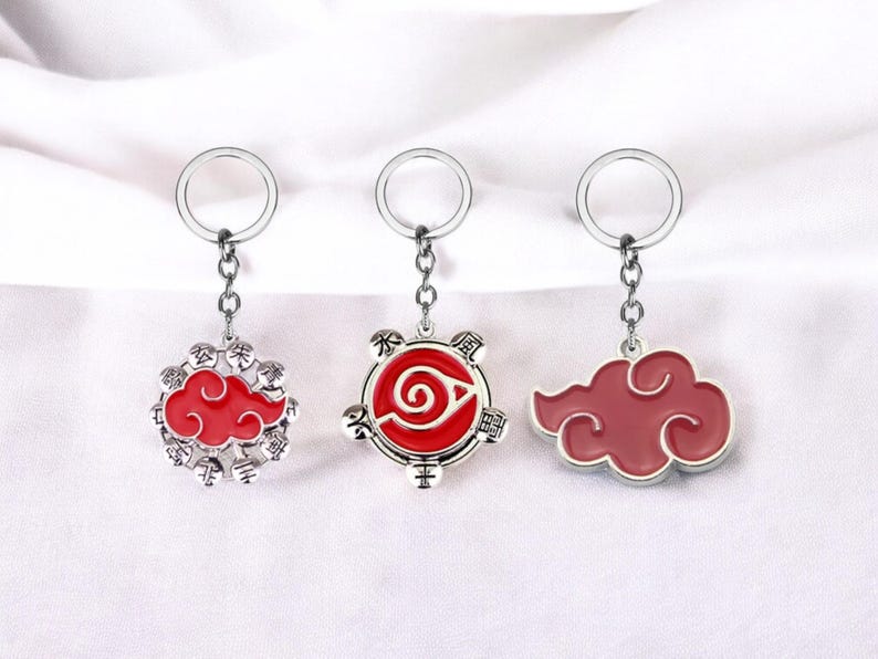 Anime Ninja Kunai & Shuriken Keychain – Akatsuki Red Cloud Car Bag ...