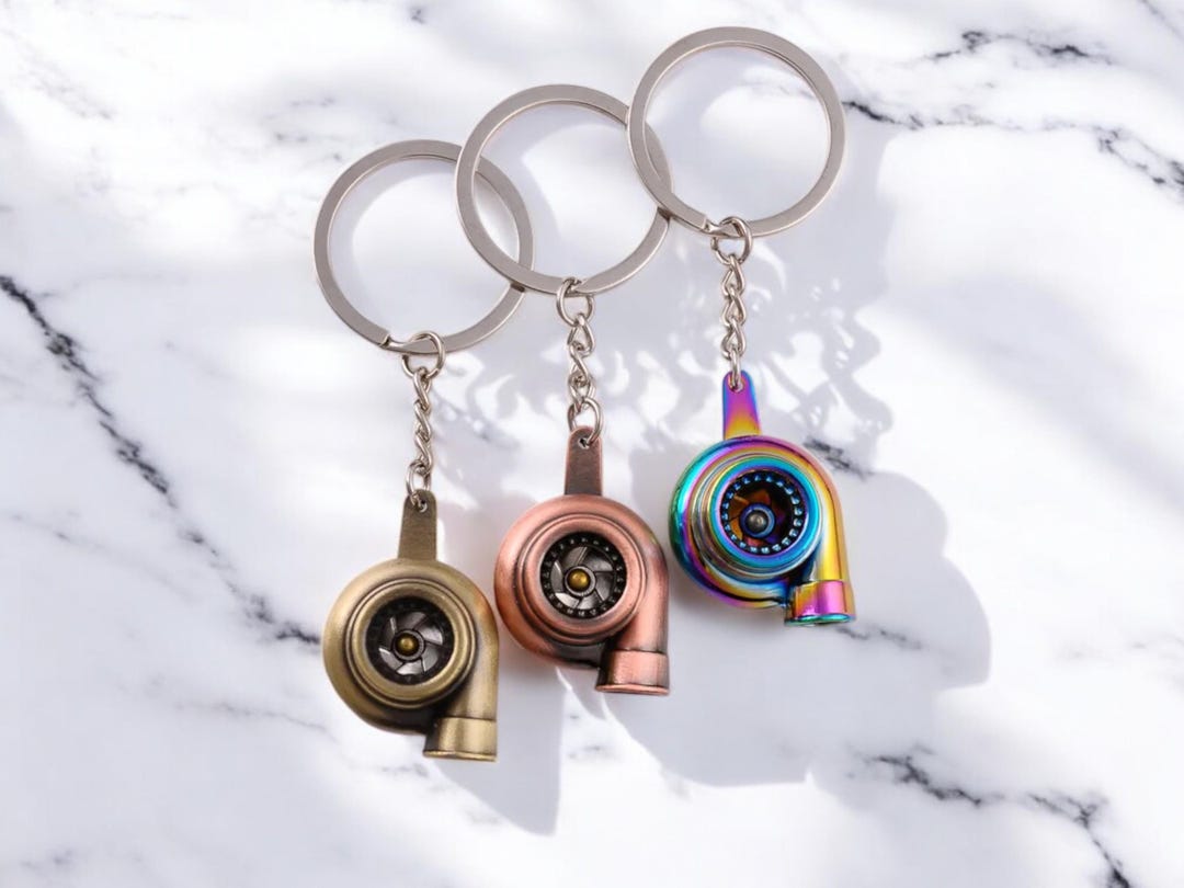 Mini Turbocharger Keychain Spinning Turbine Car Keyring & Auto ...