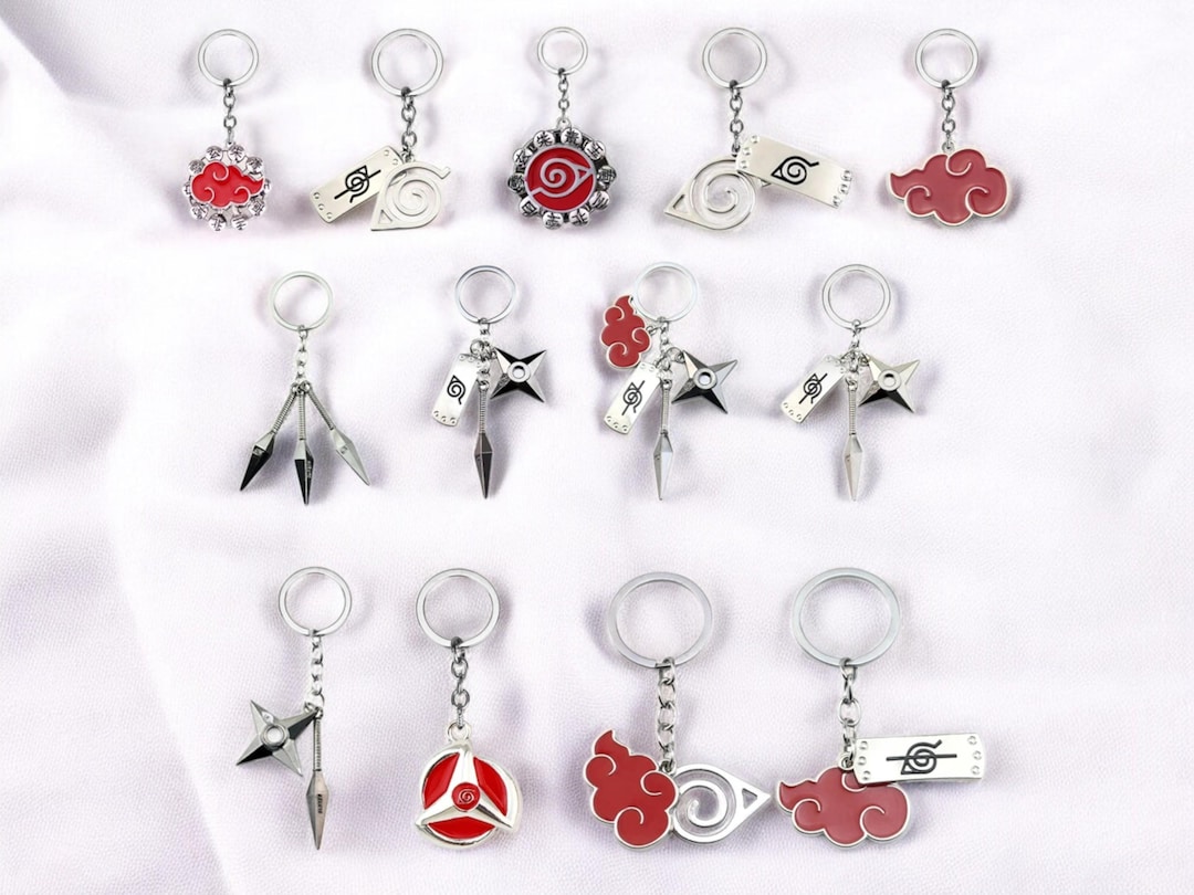 Anime Ninja Kunai & Shuriken Keychain – Akatsuki Red Cloud Car Bag ...
