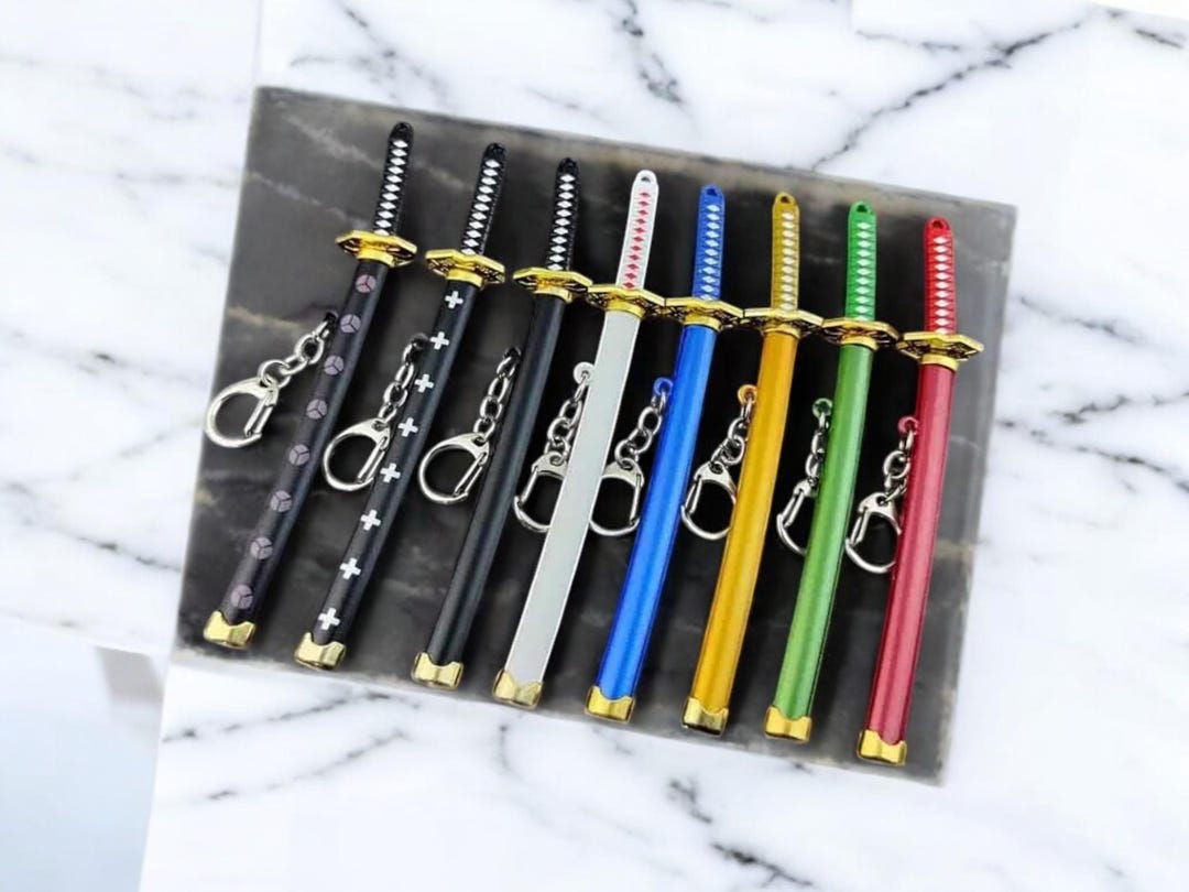 Mini Roronoa Zoro Samurai Sword Keychain Anime Katana Cosplay Keyring ...