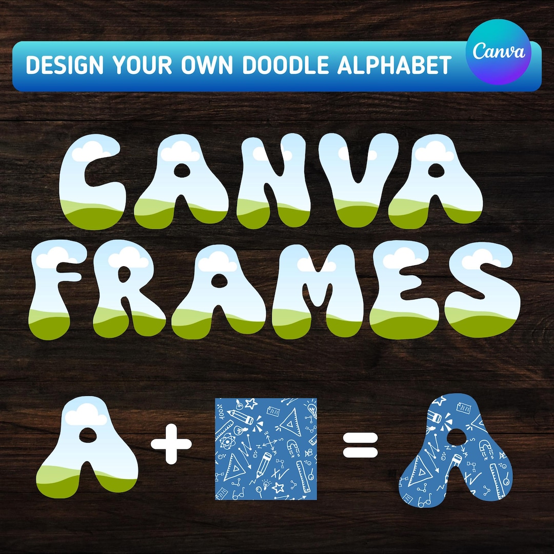 Funky Doodle Font Canva Frames: Alpha Doodle Template (digital Download ...